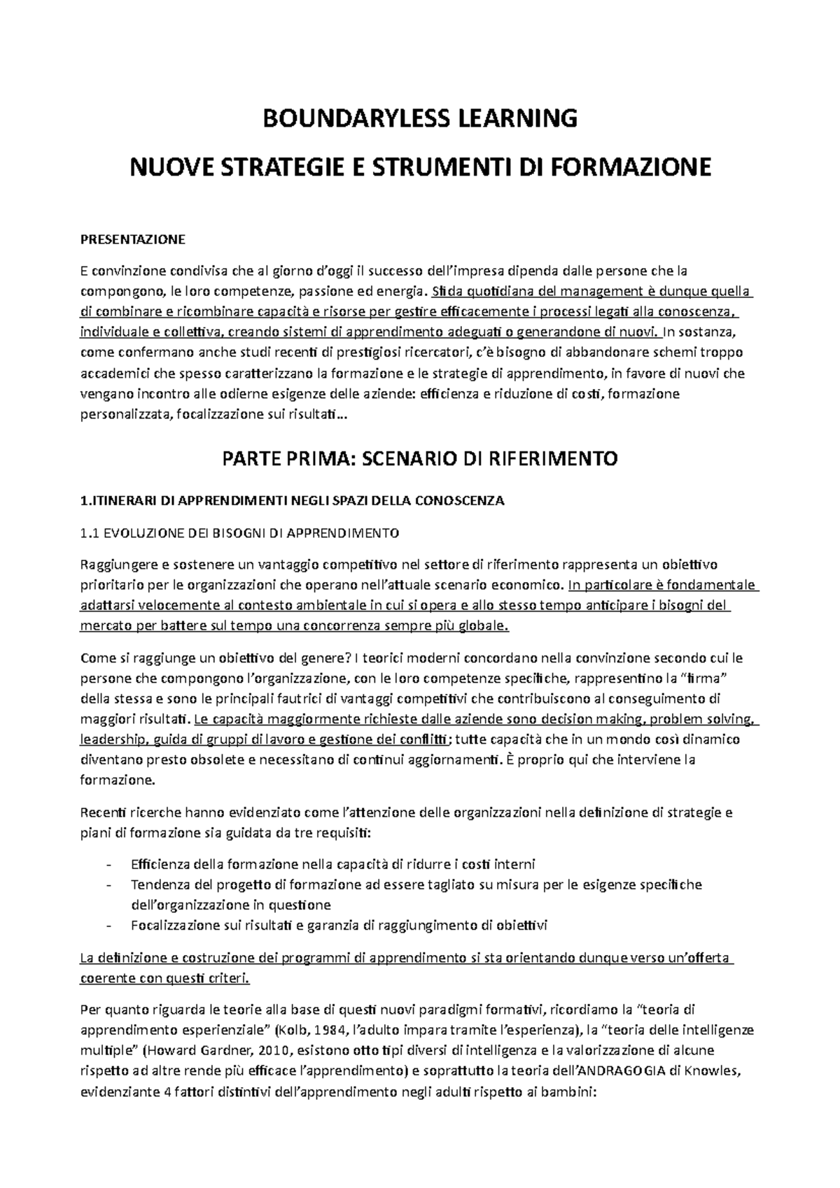 Boundaryless Learning - BOUNDARYLESS LEARNING NUOVE STRATEGIE E STRUMENTI DI FORMAZIONE - Studocu