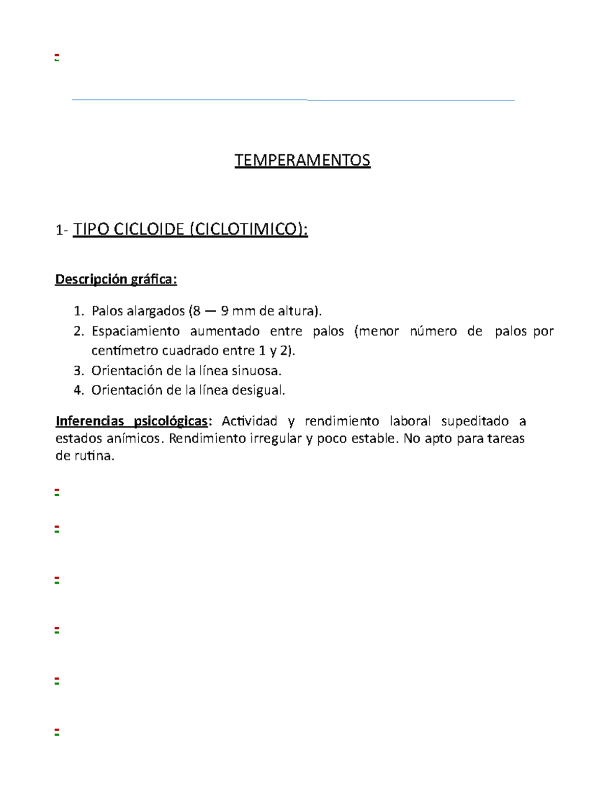 Temperamentos - TEMPERAMENTOS 1- TIPO CICLOIDE (CICLOTIMICO ...