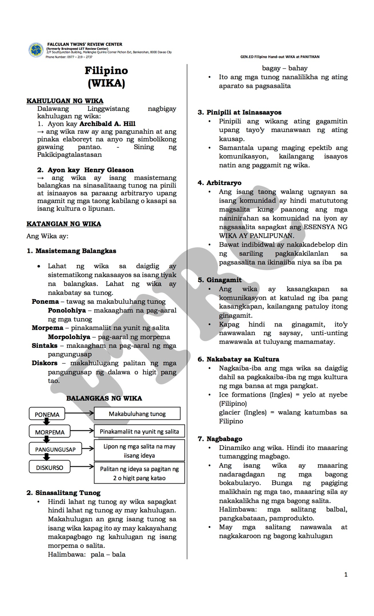 Gened Filipino - notes - Social Science - Studocu
