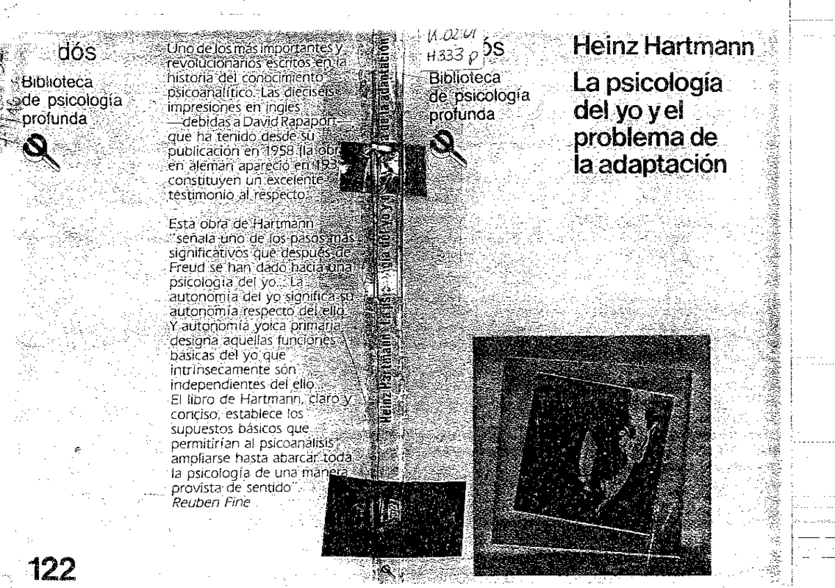 Hartmann - la psicologia del yo y el problema de la adaptacion cap 1 2 5 8 9 - Psicología - Studocu