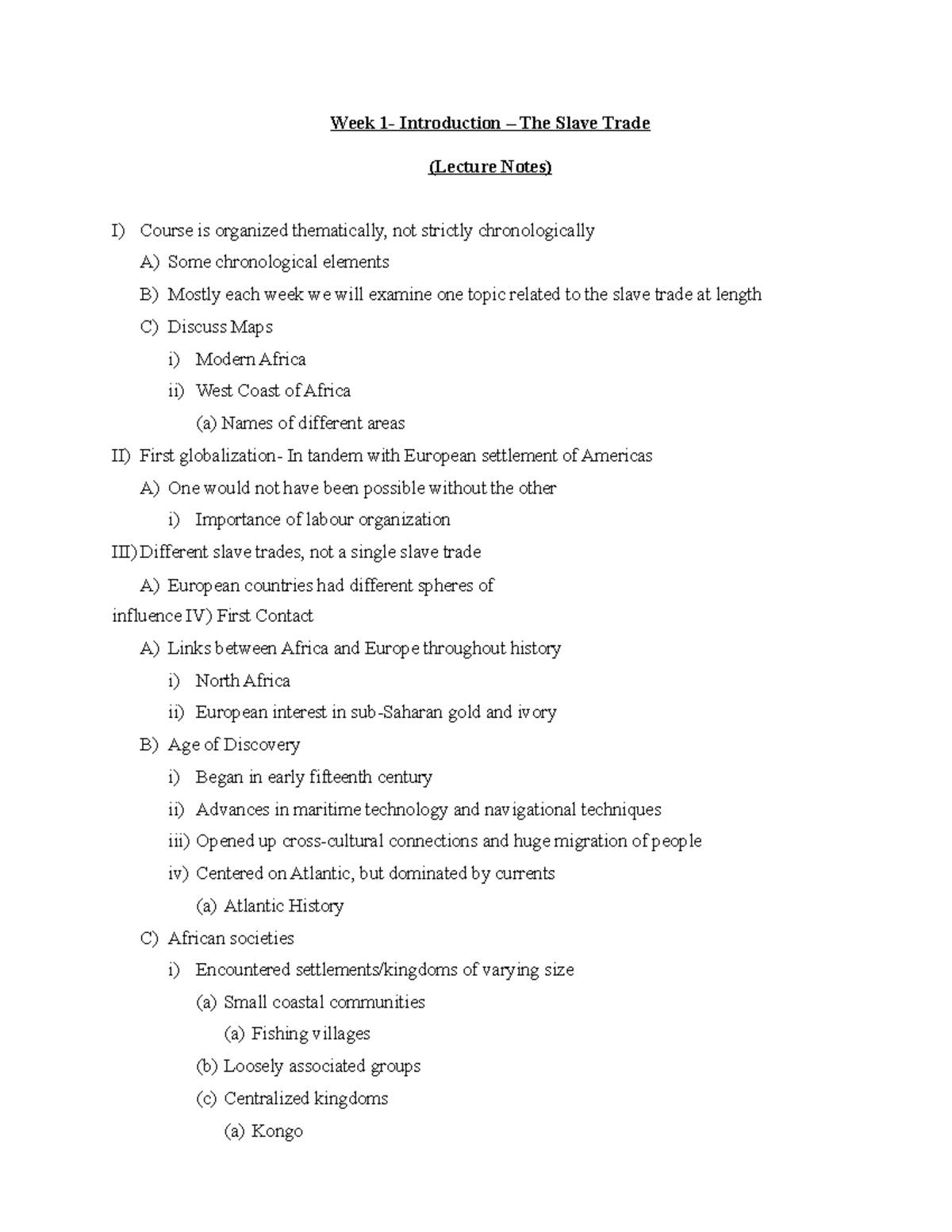 Introduction – The Slave Trade (Lecture Notes) - Studocu