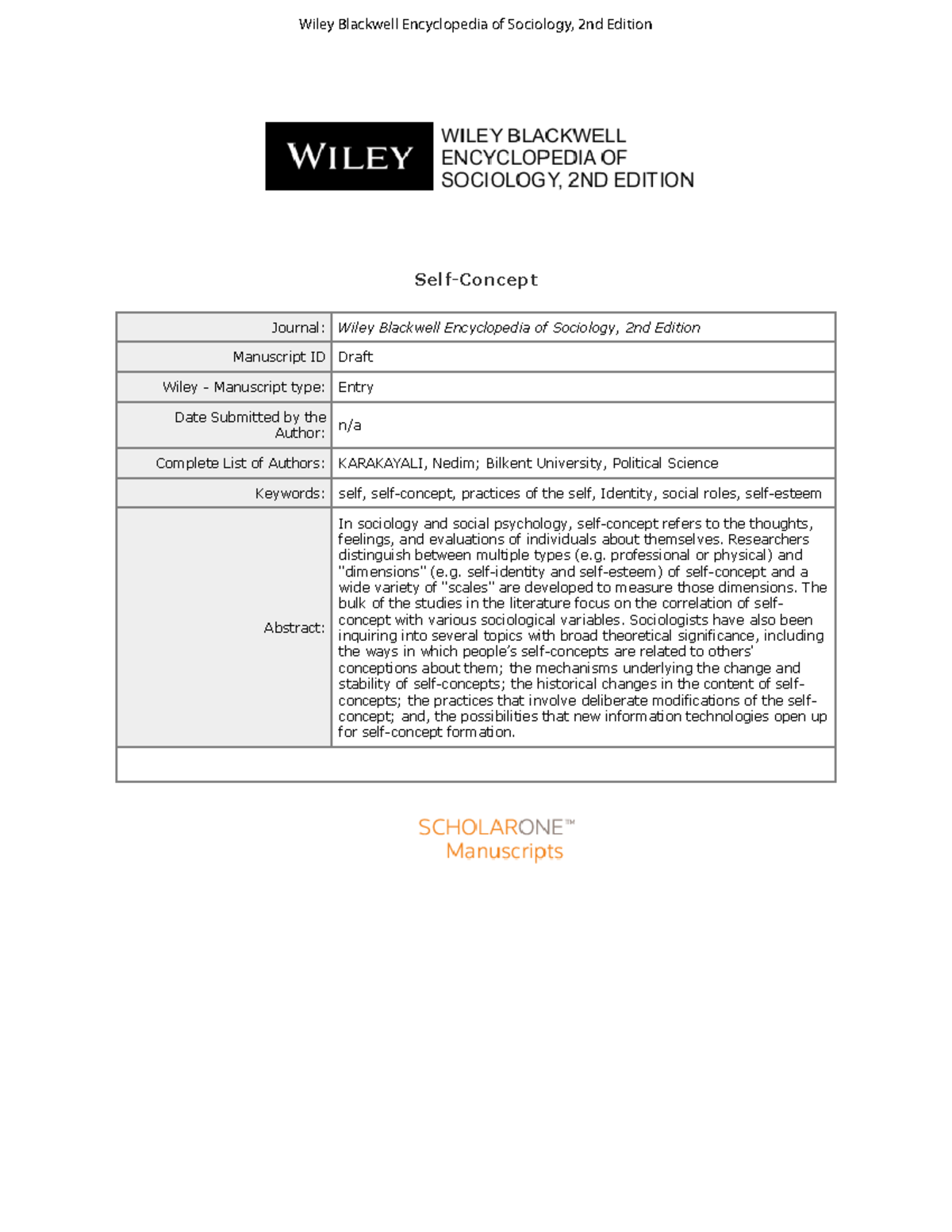 SELF- Concept- Submission - For Review Only Self-Concept Journal: Wiley ...