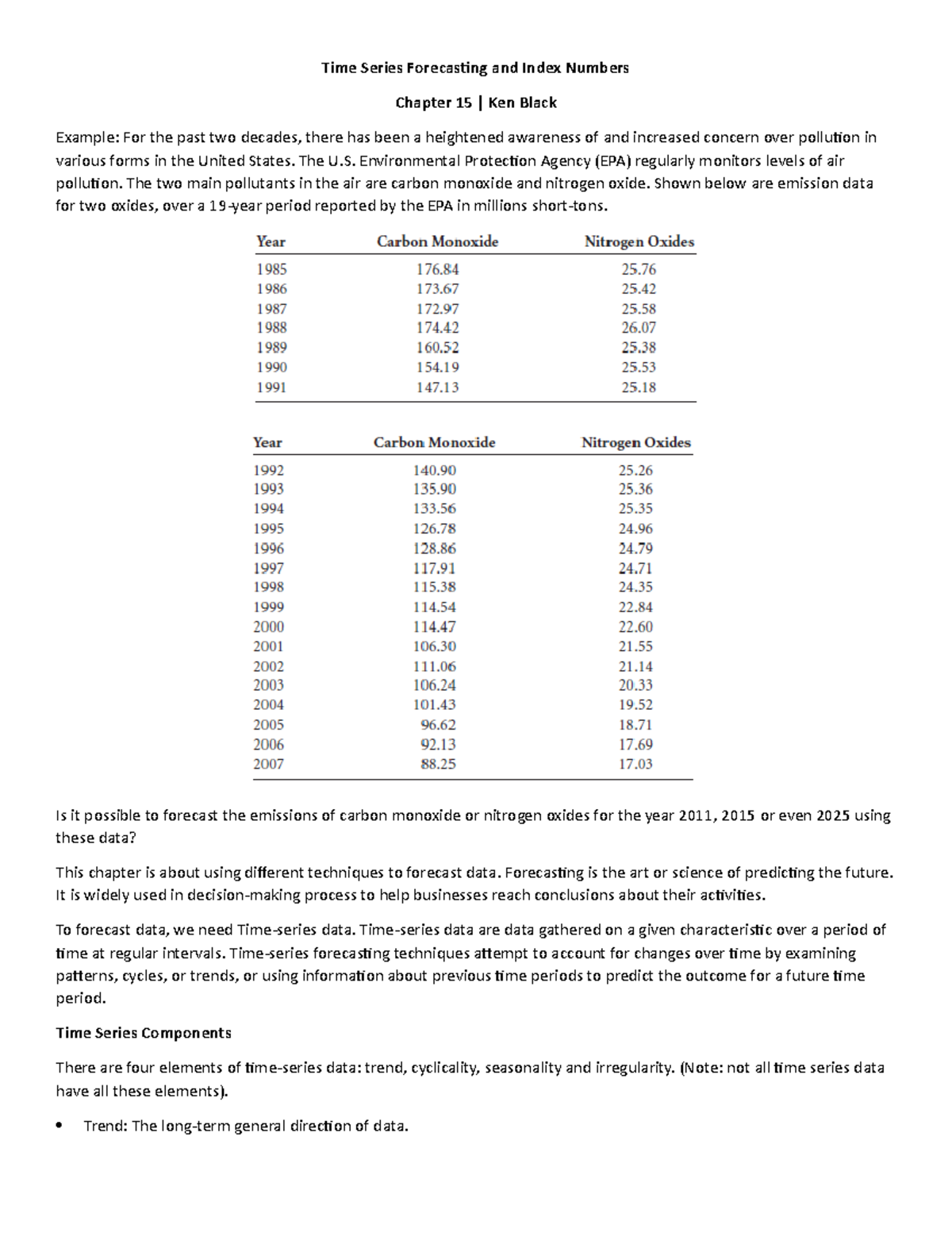 Handout forecasting - Time Series Forecasting and Index Numbers Chapter ...