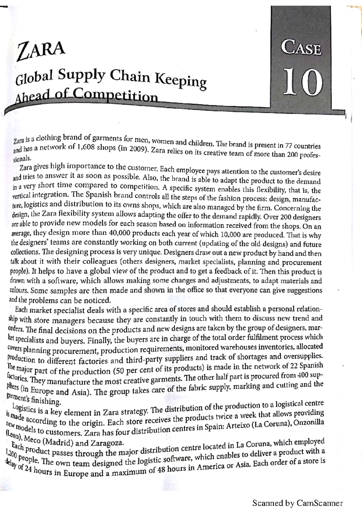 ZARA Scm - Project - concept in business administration - Scanned by ...