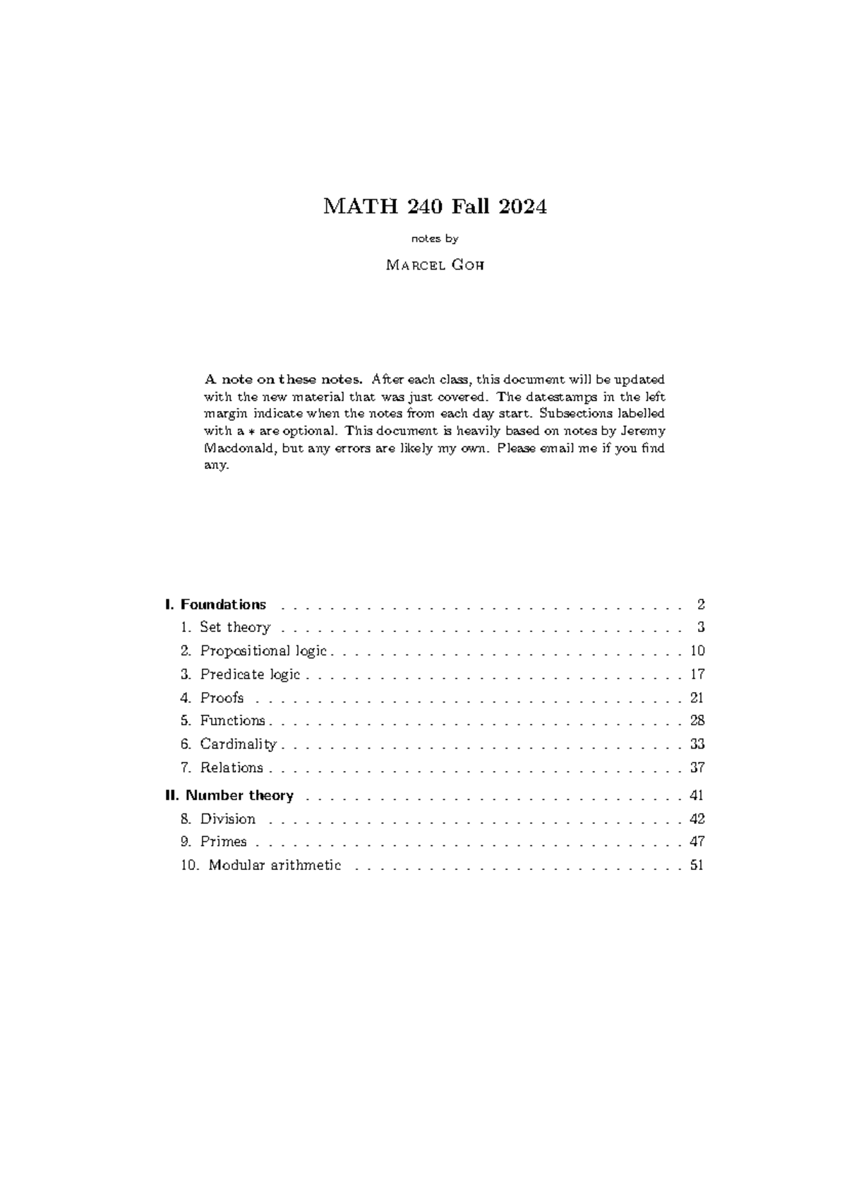 MATH240 Notes - MATH 240 Fall 2024 notes by Marcel Goh A note on these ...