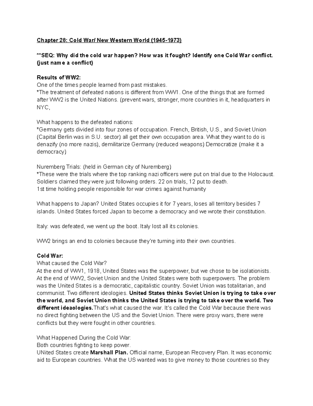 Chapter 28 Cold War%2F New Western World (1945-1973) - Chapter 28: Cold ...