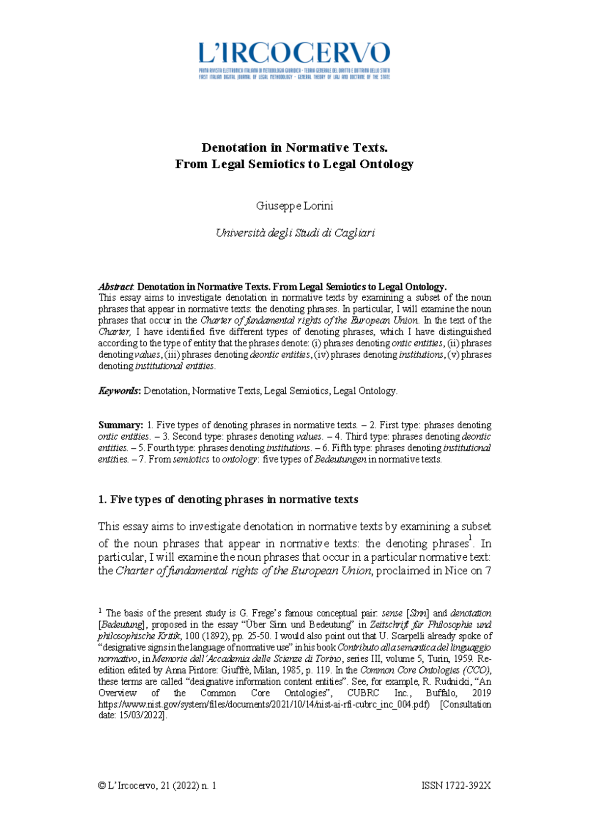 Denotation in normative text 2022 - © L9Ircocervo, 21 (2022) n. 1 ISSN ...