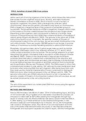 BCH 321 Practicals - These titles will help in preparing the background ...