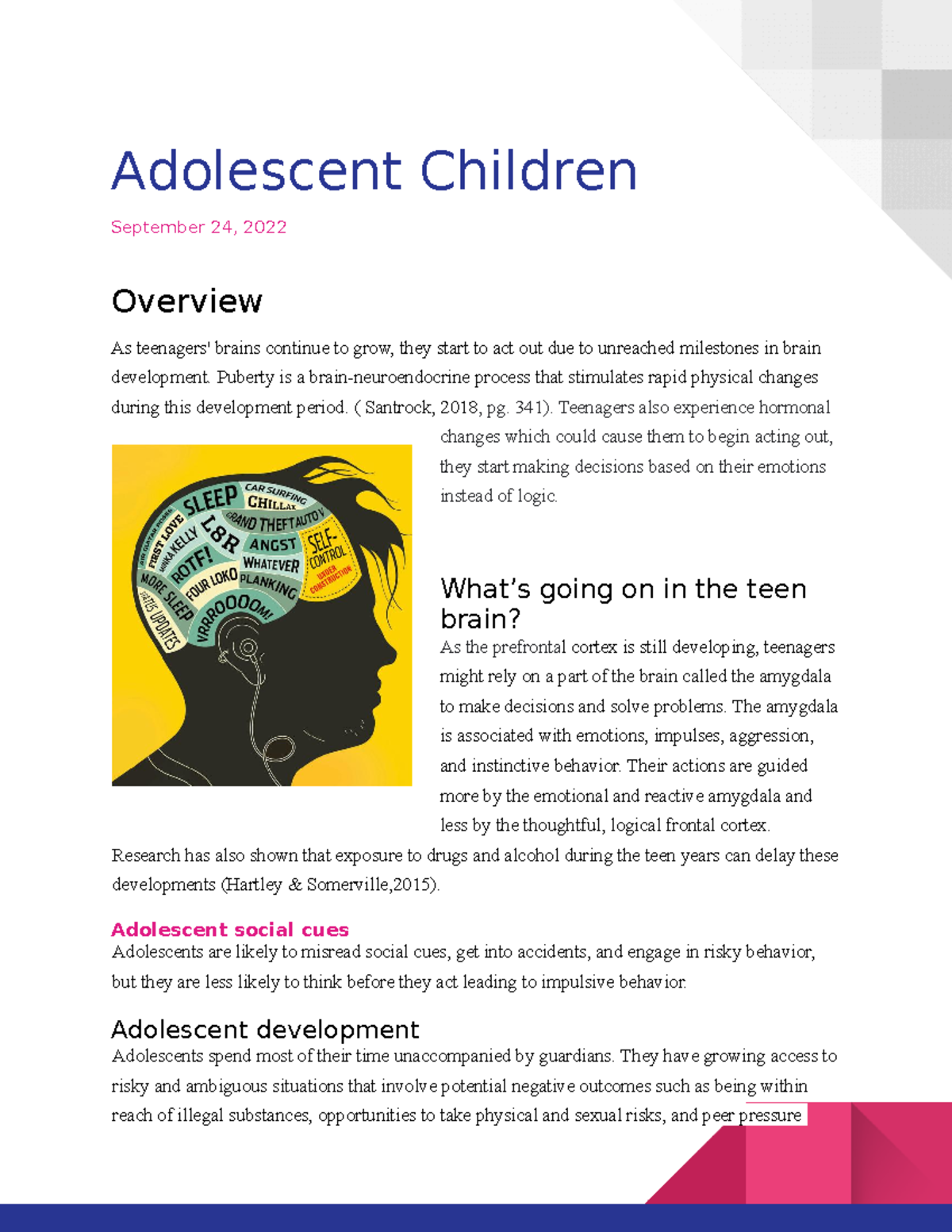 Week 4 brouchure - brochure - Adolescent Children September 24, 2022 ...