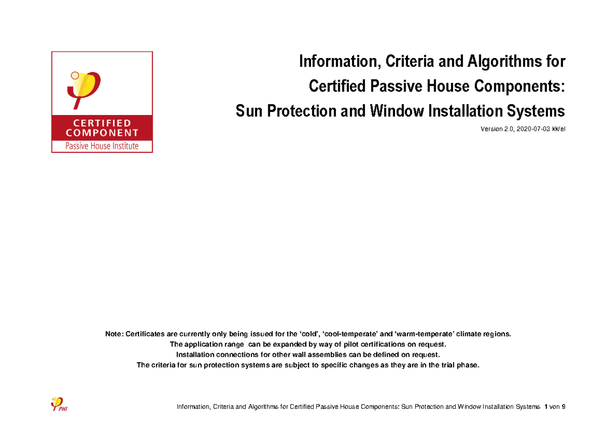 PHI- Criteria window-installation-system 1-0 el - Information, Criteria ...