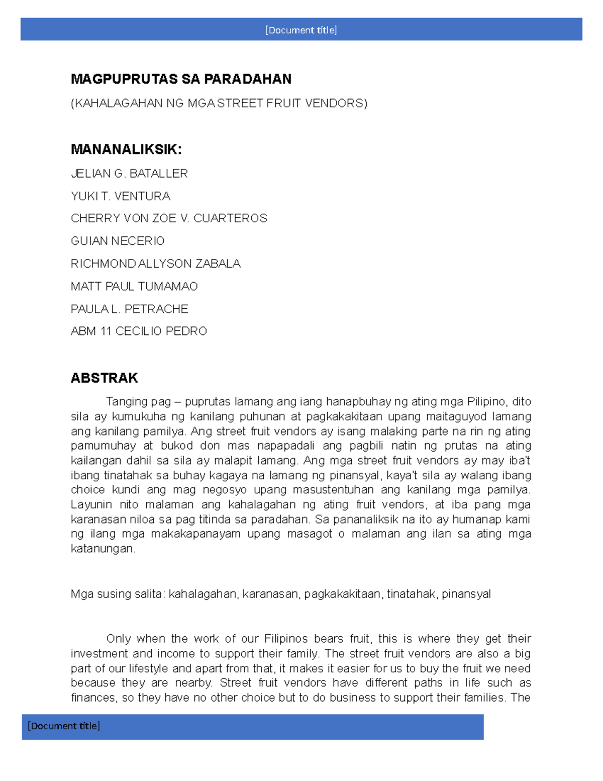 Magpuprutas SA Paradahan Thesis - MAGPUPRUTAS SA PARADAHAN (KAHALAGAHAN ...