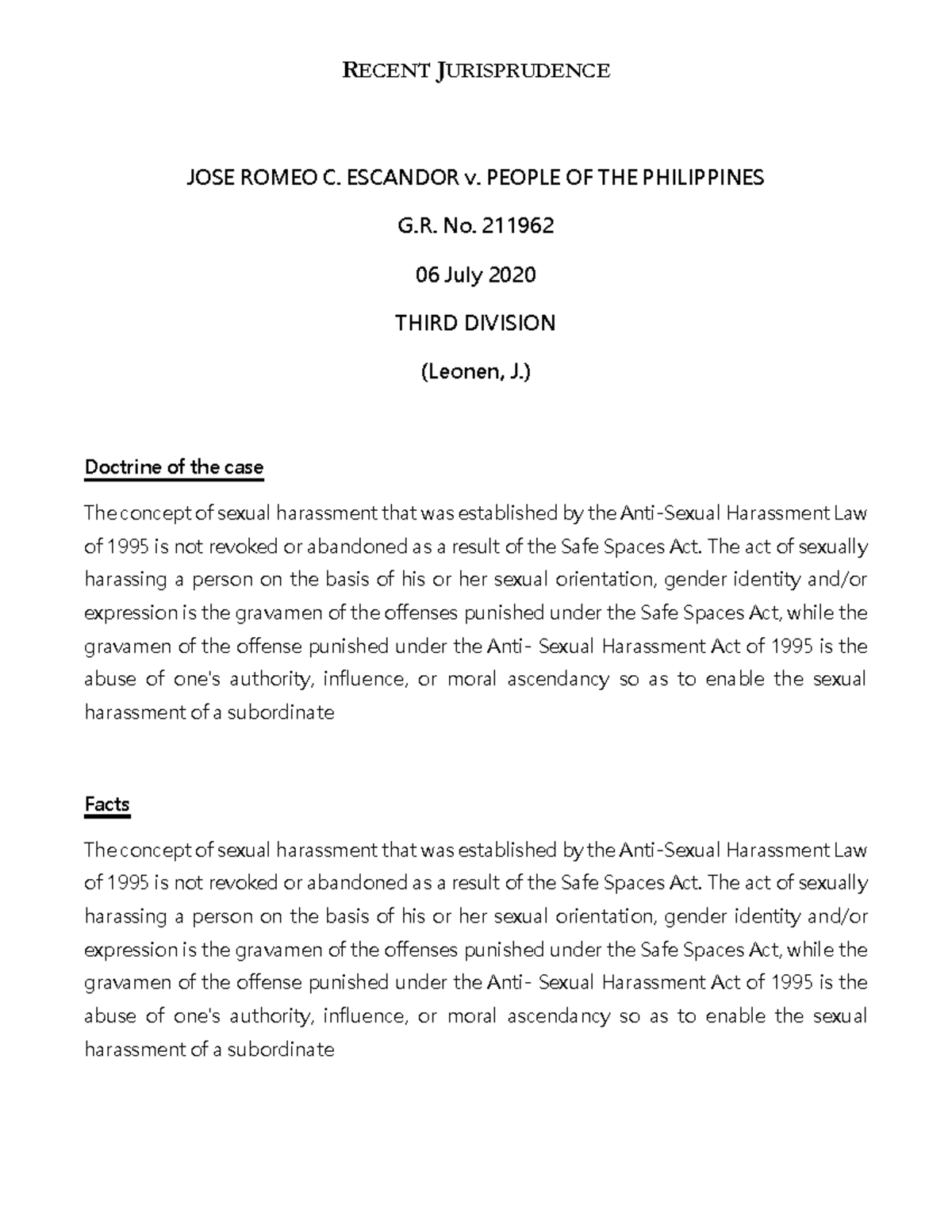 Obligations and Contracts Case digest 23 - JOSE ROMEO C. ESCANDOR v ...