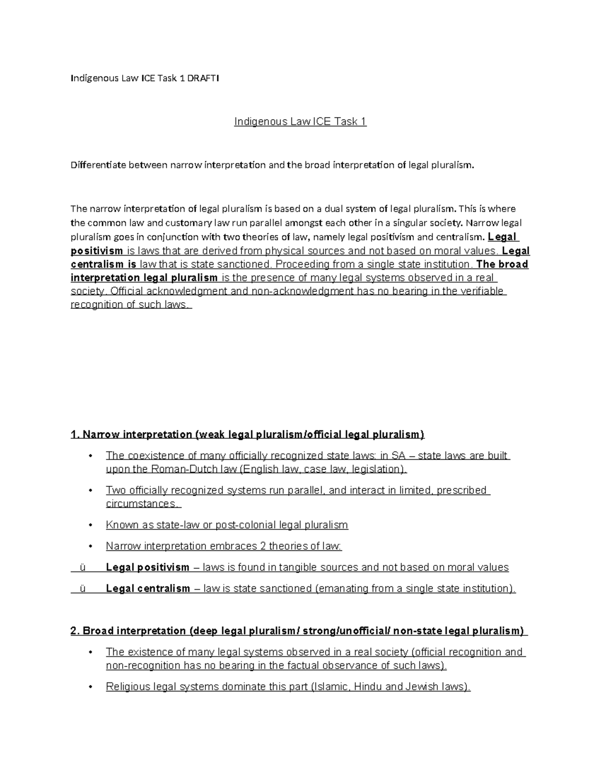 Indigenous Law ICE Task 1 Drafti - Indigenous Law ICE Task 1 DRAFTI Indigenous Law ICE Task 1 ...