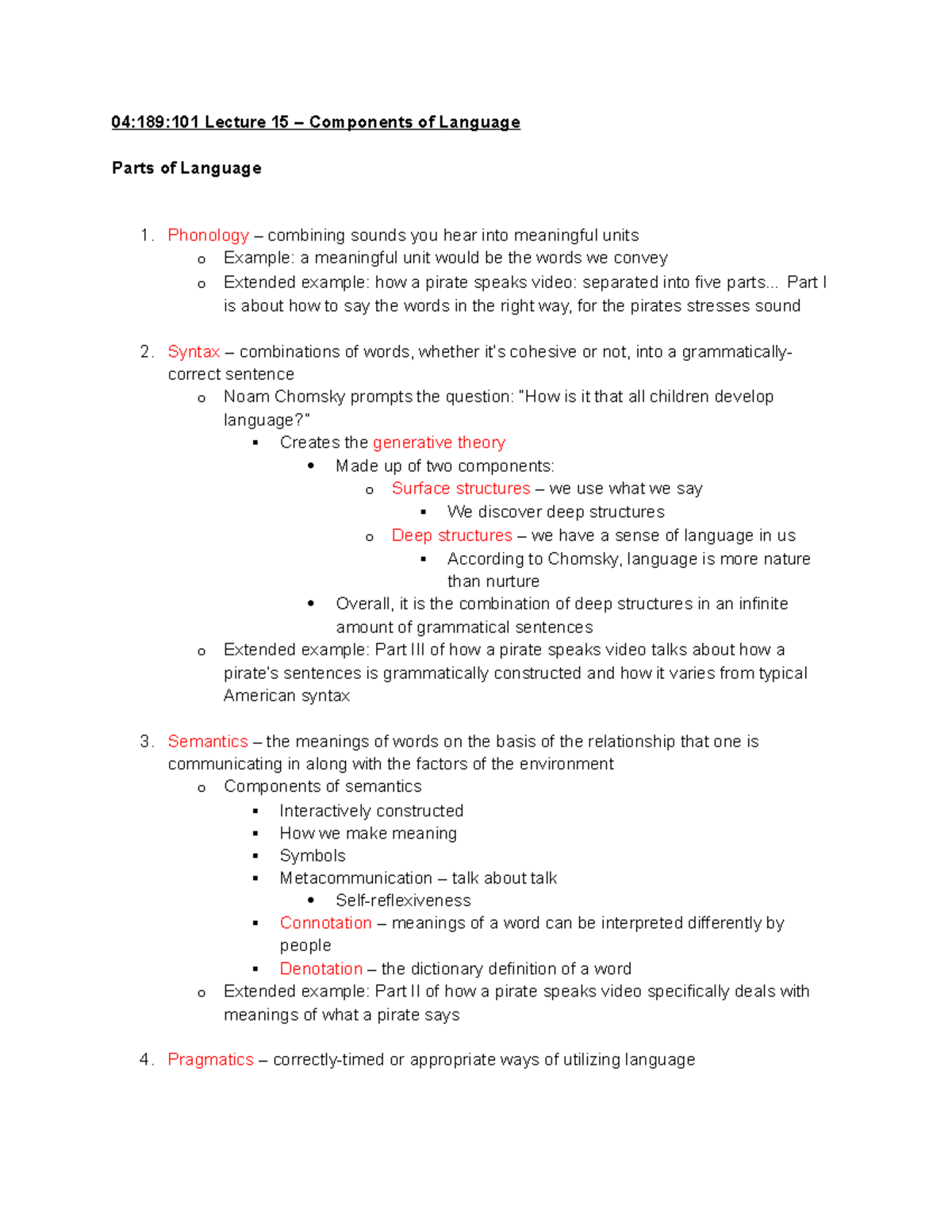 04189101 Lecture 15 - Language - 04:189:101 Lecture 15 – Components of ...