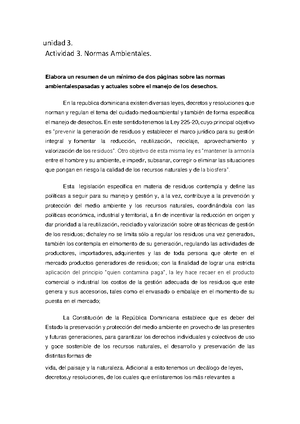 UNIDAD 3 ACT. 4 - Unidad 3. Actividad 4. Enfermedades por Desechos ...