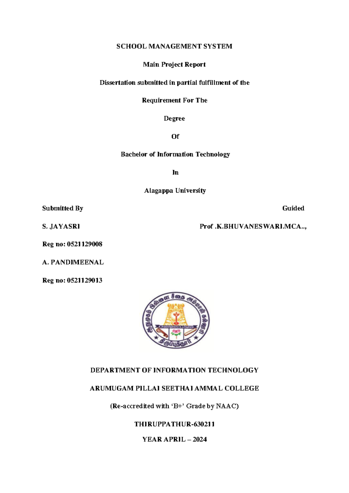 School Management System - Final Year Project - SCHOOL MANAGEMENT SYSTEM Main Project Report ...