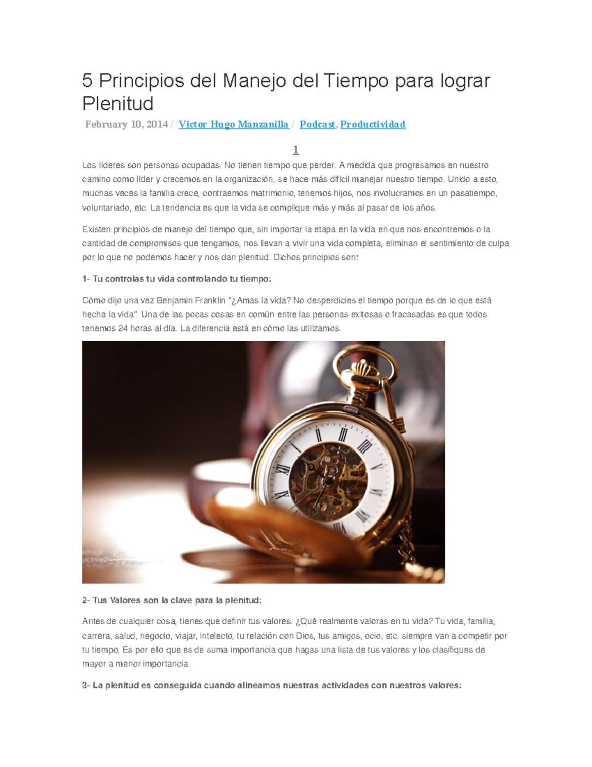 5 Principios del Manejo del Tiempo para lograr Plenitud - 5 Principios ...