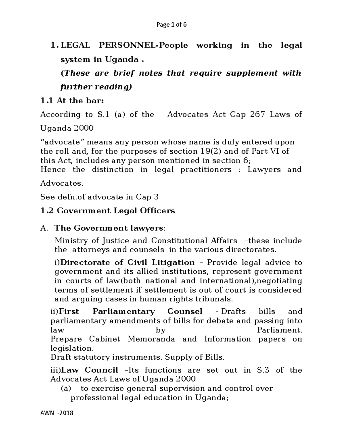 Lecturelegal Personneletc - 1. LEGAL PERSONNEL-People working in the ...