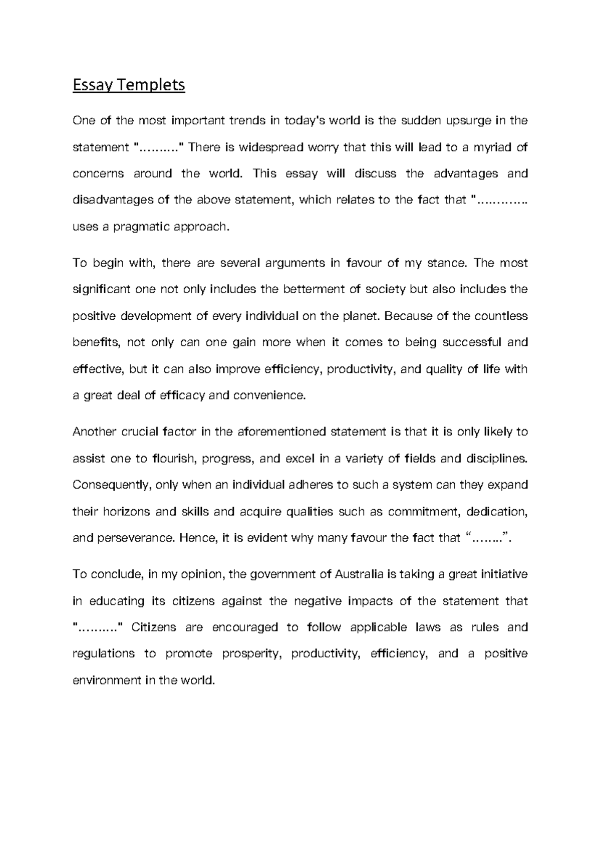Templets - PTE templates - Essay Templets One of the most important ...