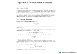 Lagrange's Interpolation Formula - Numerical Methods - Studocu