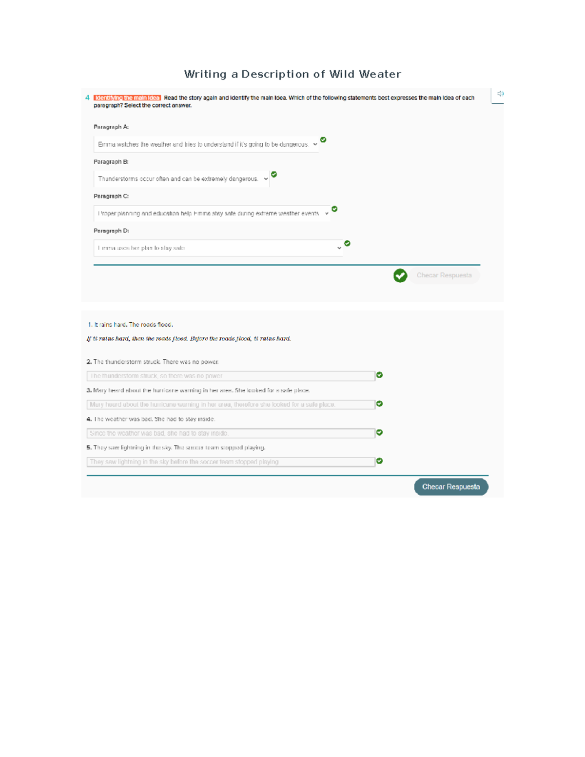 Writing a Description of Wild Weater - ingles avanzado 3 - Studocu