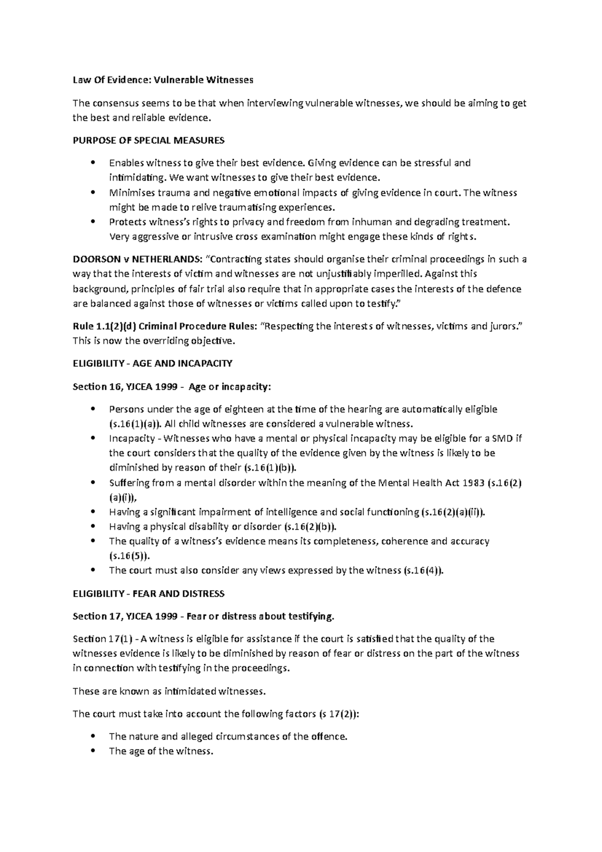 Law Of Evidence - Vulnerable Witnesses - Law Of Evidence: Vulnerable ...