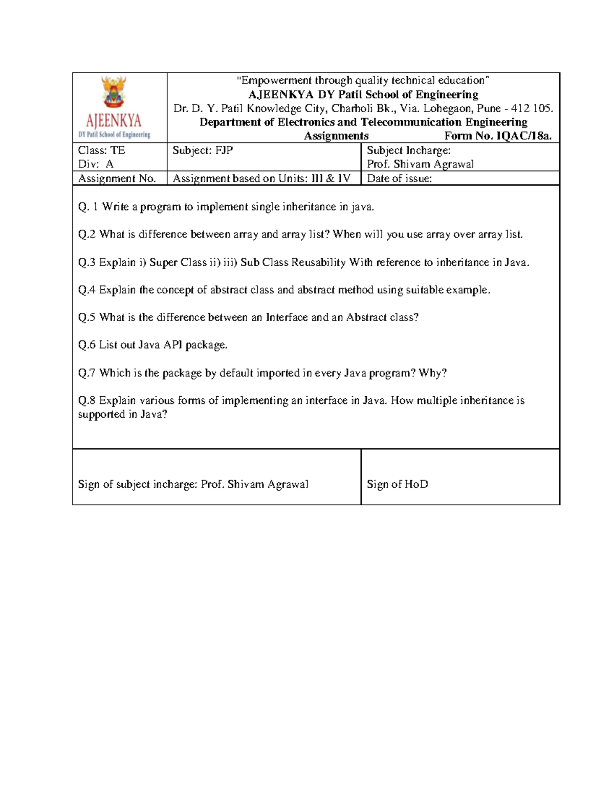 FJP Assignment - "Empowerment through quality technical education ...