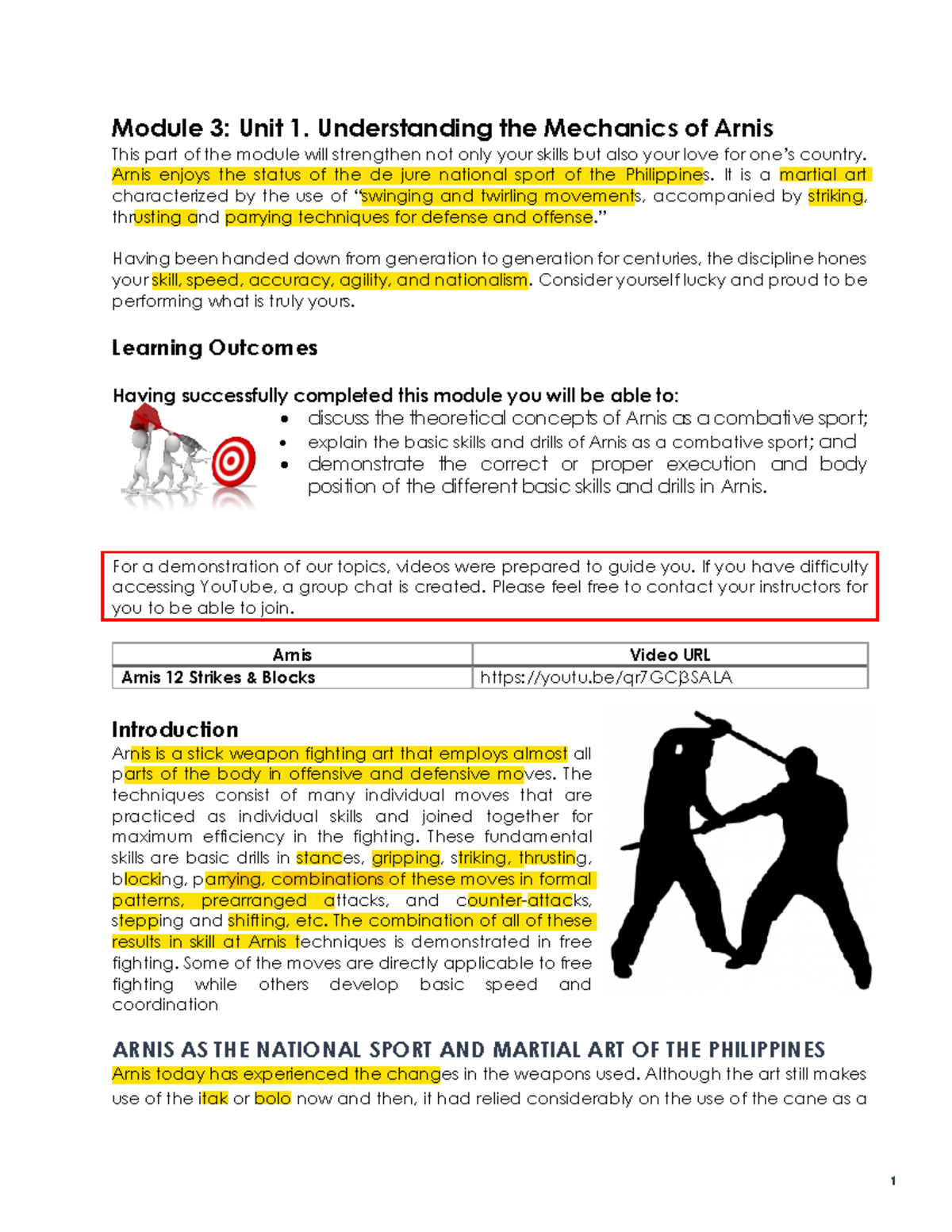 Arnis notes 12 strikes - Module 3: Unit 1. Understanding the Mechanics ...