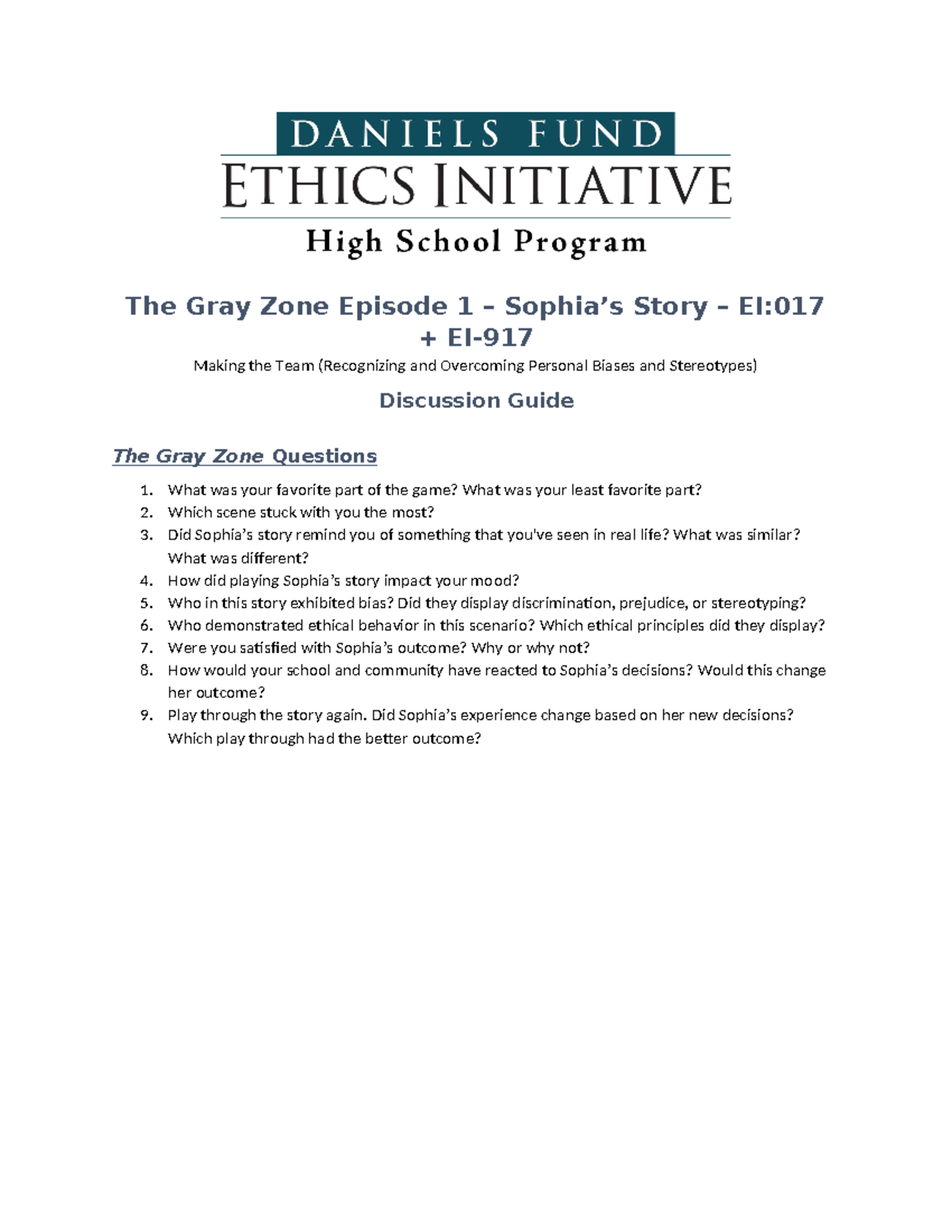 E-001 - Sophia's Story - The Gray Zone Episode 1 – Sophia’s Story – EI ...