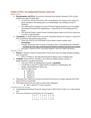 Chapter 15 Forensic serology Notes - Chapter 15: Forensic serology ...