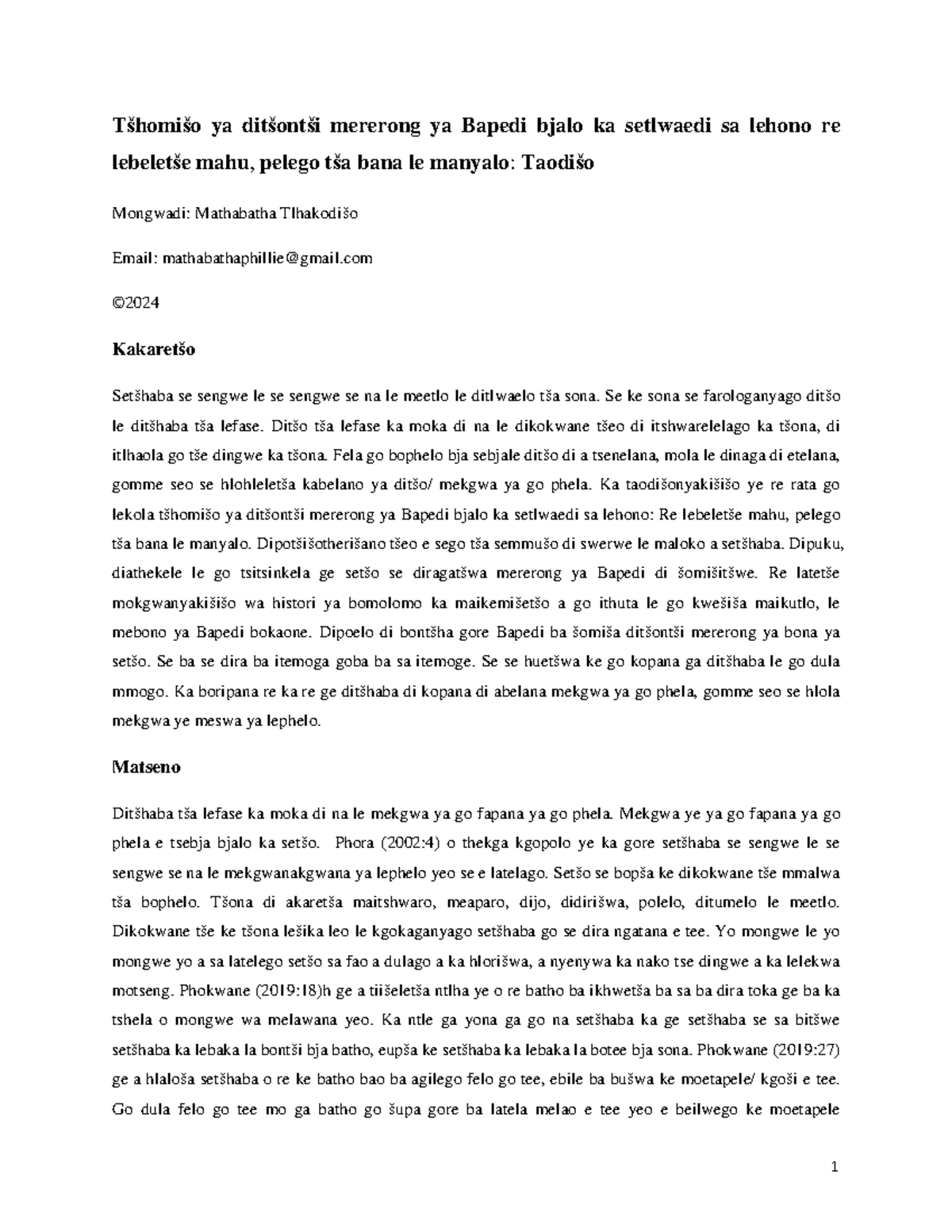 Tshomiso ya ditsontsi go Bapedi - Tšhomišo ya ditšontši mererong ya ...