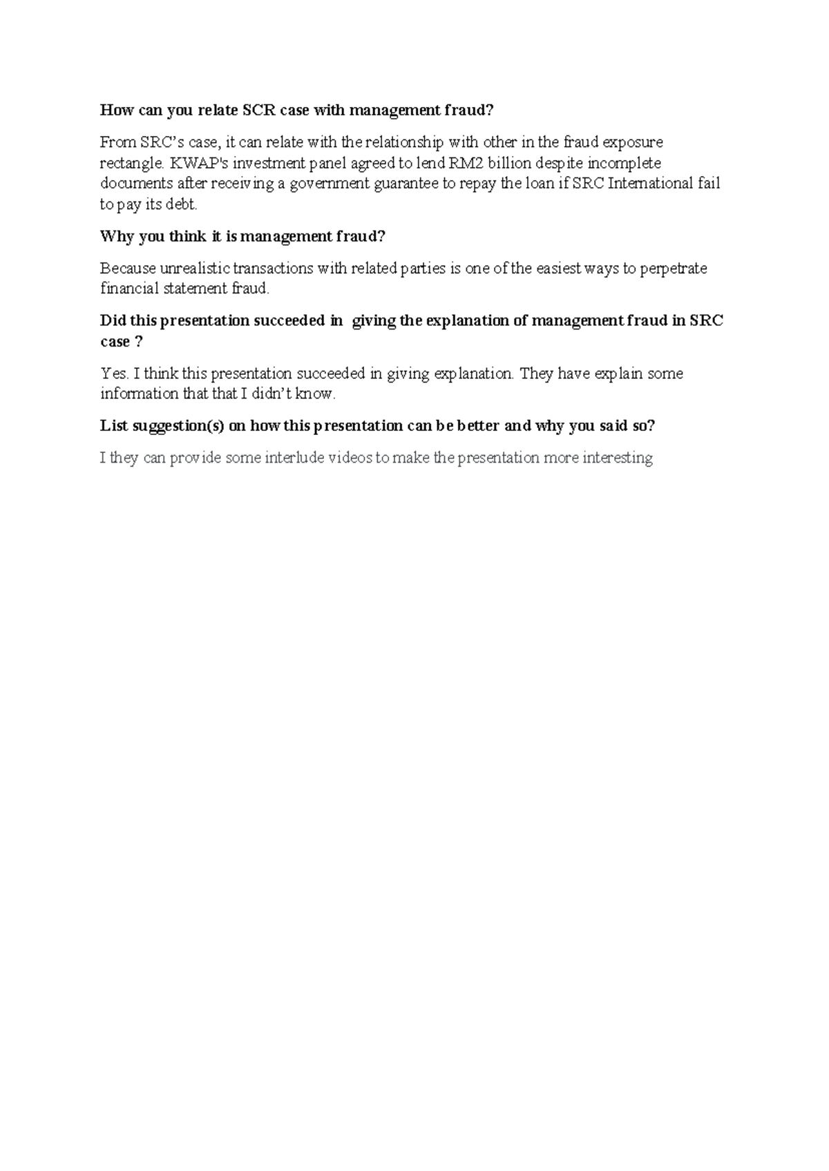 Document - How can you relate SCR case with management fraud? From SRC ...