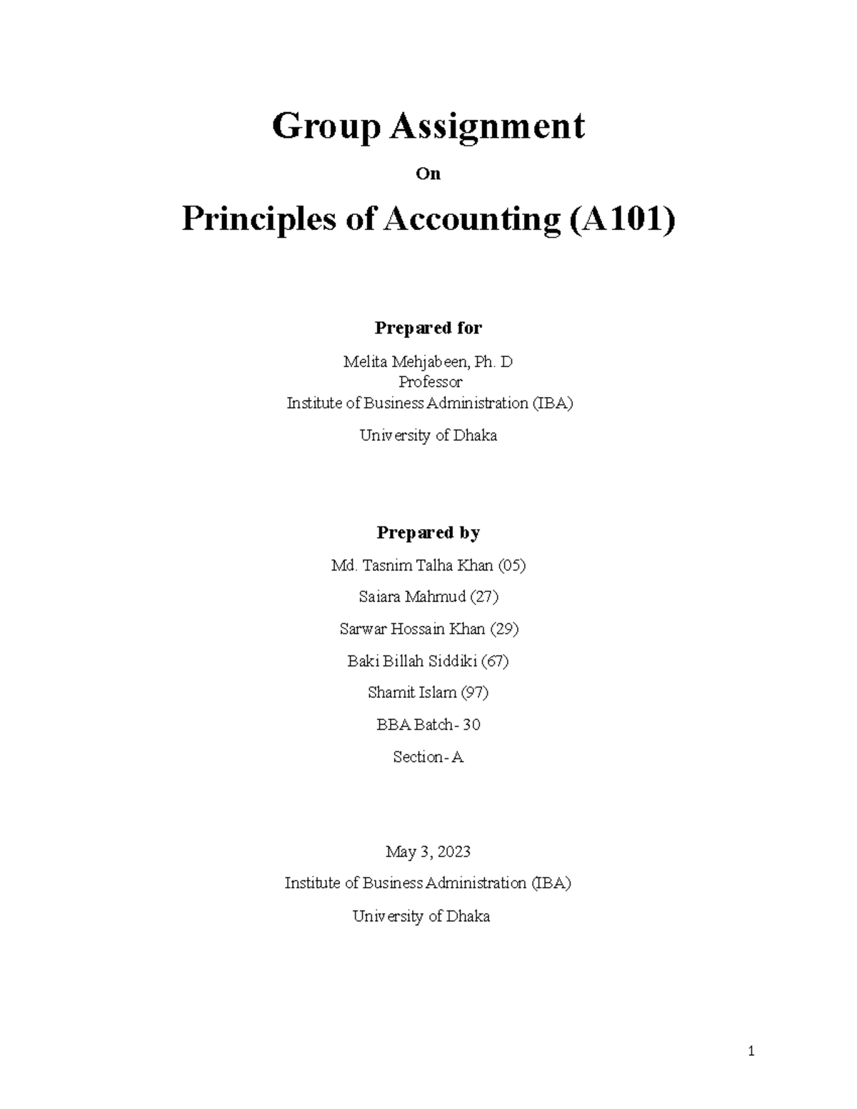 Accounting-Assignment - Group Assignment On Principles of Accounting ...