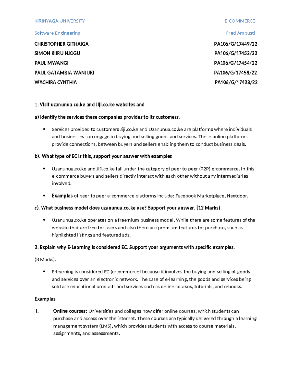 E-Commerce Assignment - Copy - Software Engineering Fred Ambusti ...