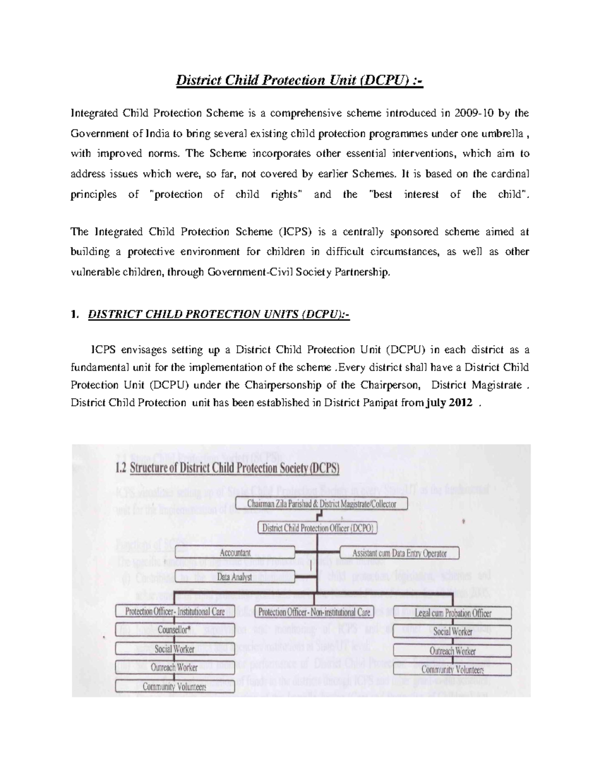 DCPU - notes on district child protection unit - District Child ...