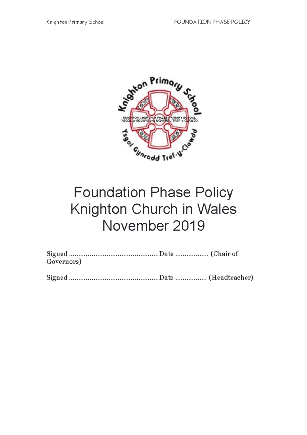 Foundation Phase Policy updated - Foundation Phase Policy Knighton ...