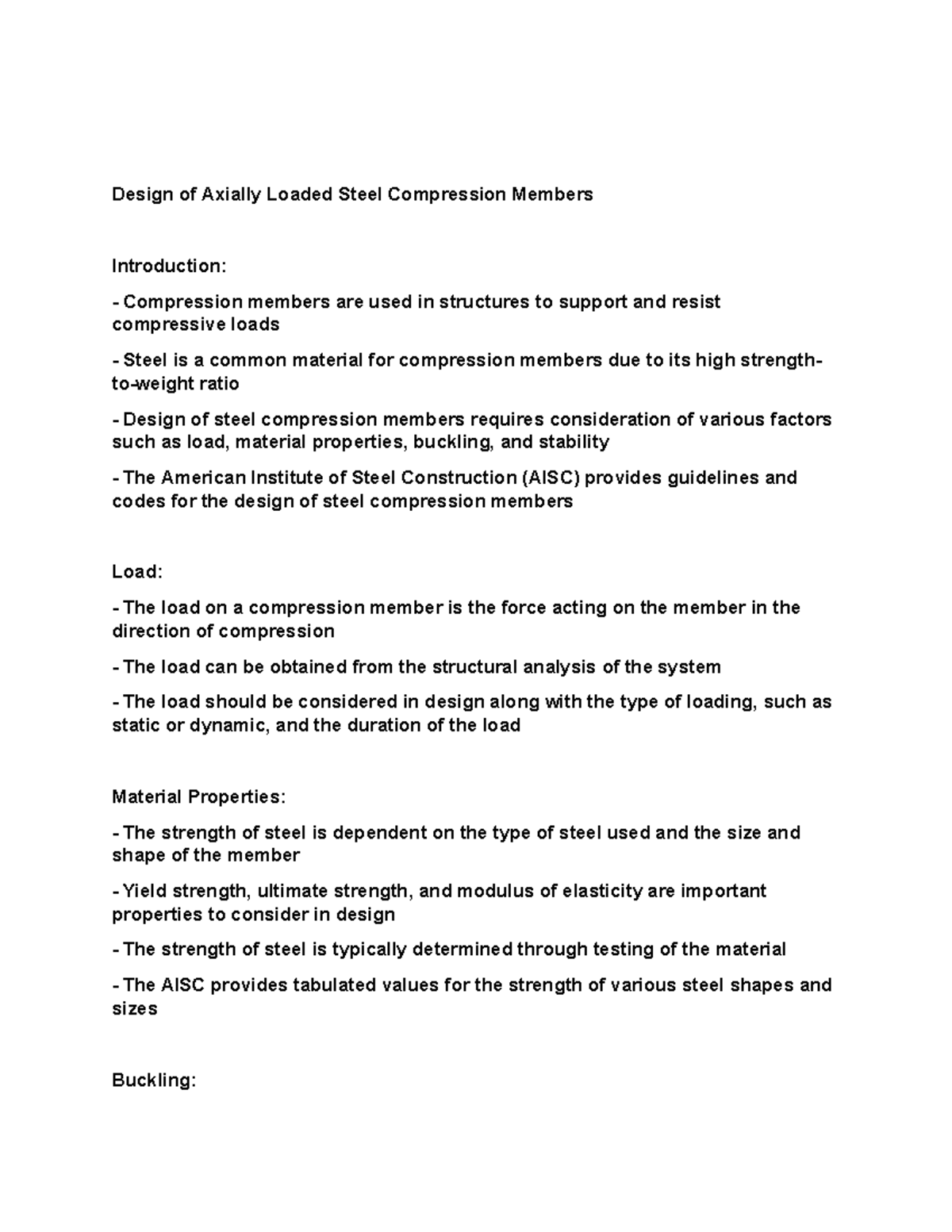 CVL 500 L9 - Lecture summary and examples - Design of Axially Loaded ...