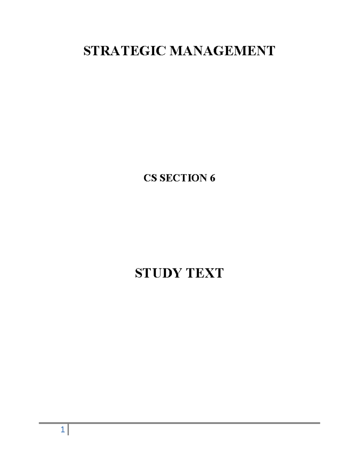 Strategic Management - STRATEGIC MANAGEMENT CS SECTION 6 STUDY TEXT ...