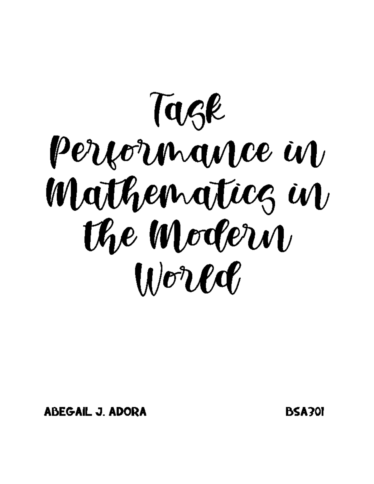 Task Performance In Mathematics In The Modern World Accountancy Studocu