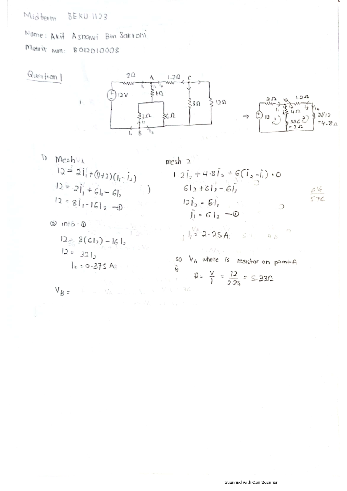 Midterm beku b012010 008 - Bachelor Electrical Engineering with honour - Studocu