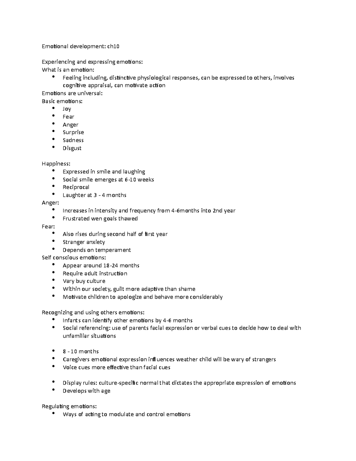 2410 lecture 8 - Emotional development: ch Experiencing and expressing ...