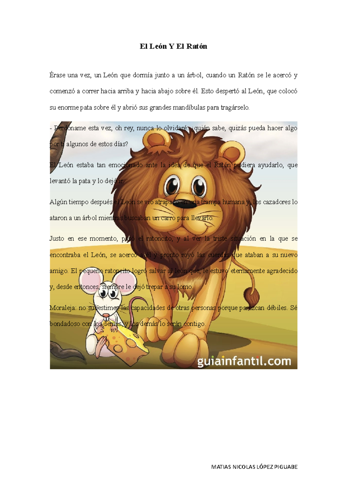 El León Y El Ratón literatura de fabula mundial - El León Y El Ratón ...