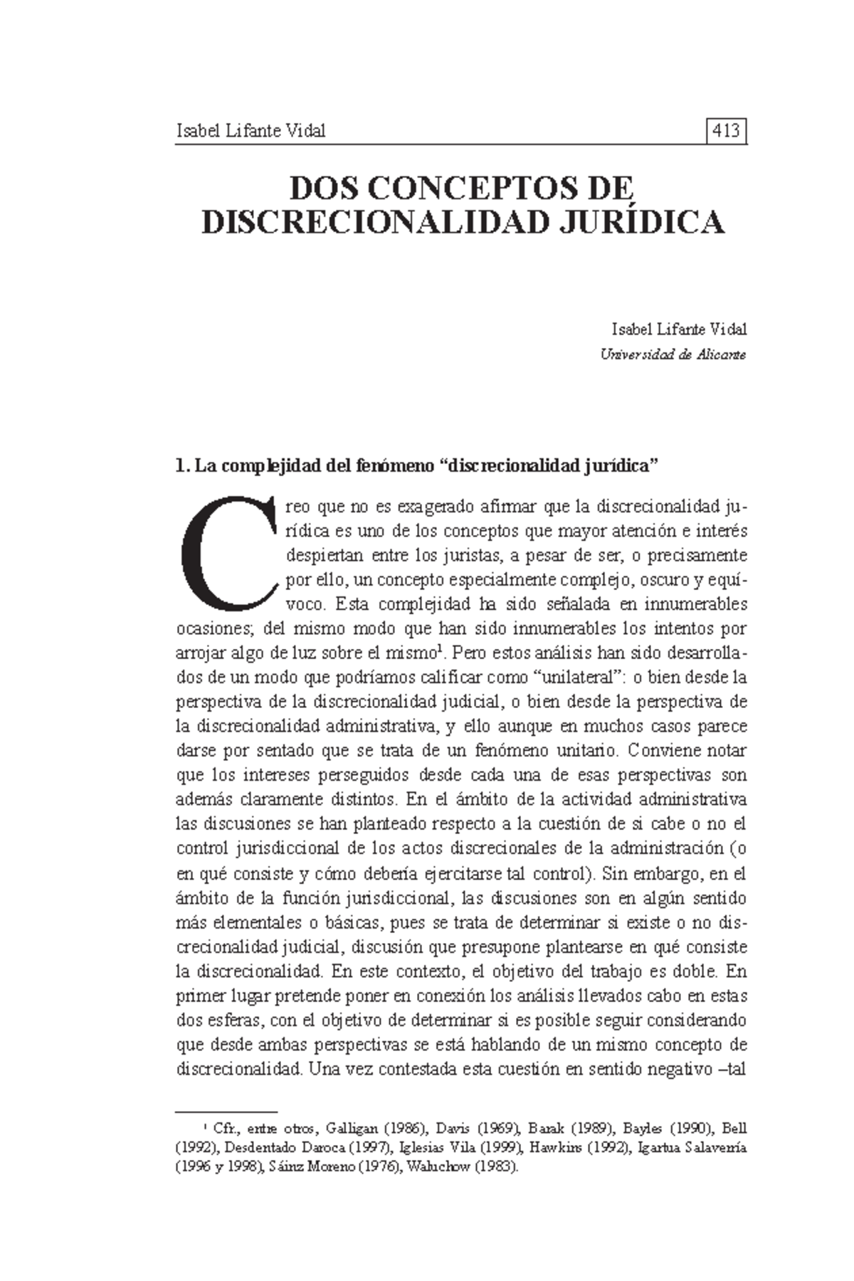 Dos conceptos de discrecionalidad juridi - Isabel Lifante Vidal 413 DOS ...