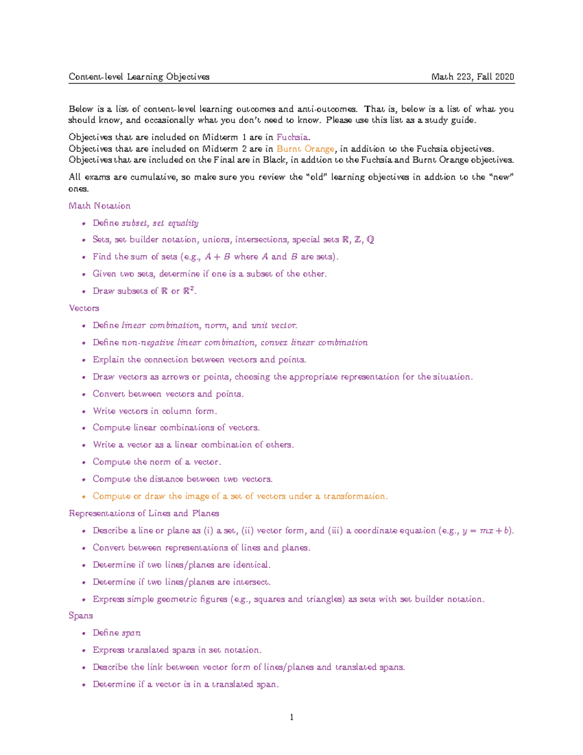 Content-level-objectives - Below is a list of content-level learning ...