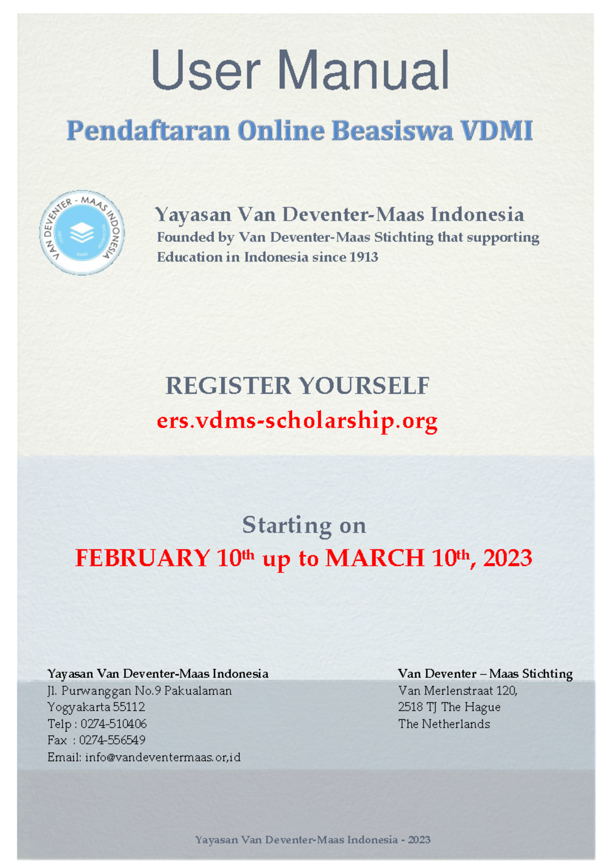 Manual Registration for New Scholars VDMI 2023 1 - User Manual Yayasan ...