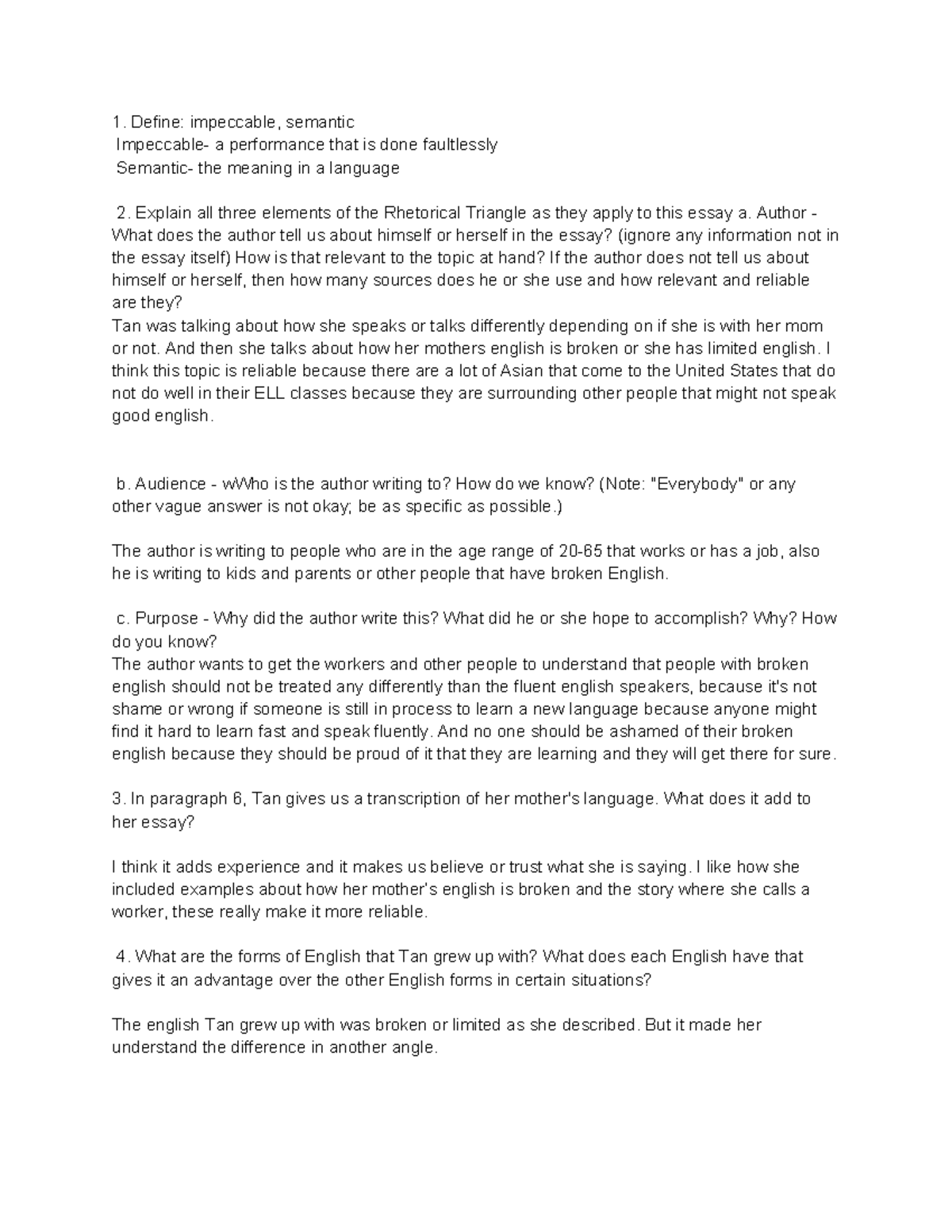 Mother Tongue responses - Define: impeccable, semantic Impeccable- a ...