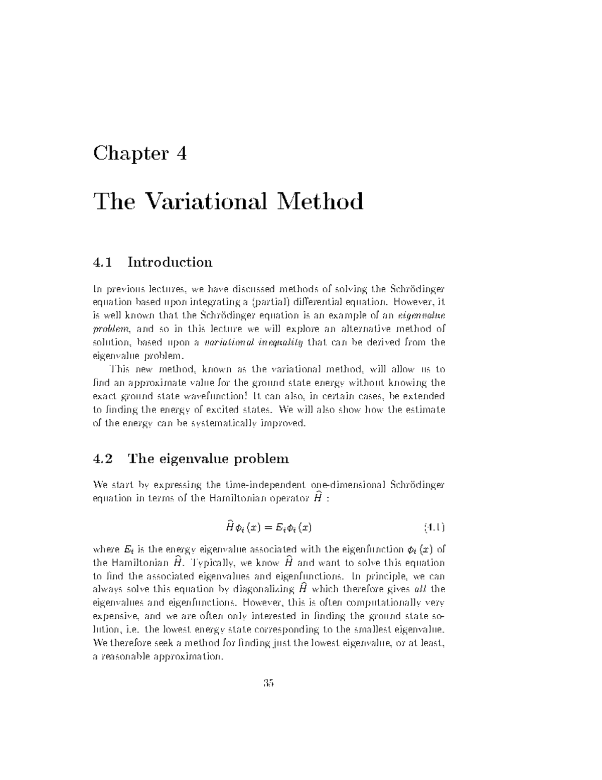 PHY00003 H 2008-2009 Lecture 4 - The Variational Method - Chapter 4 The Variational Method 4 ...