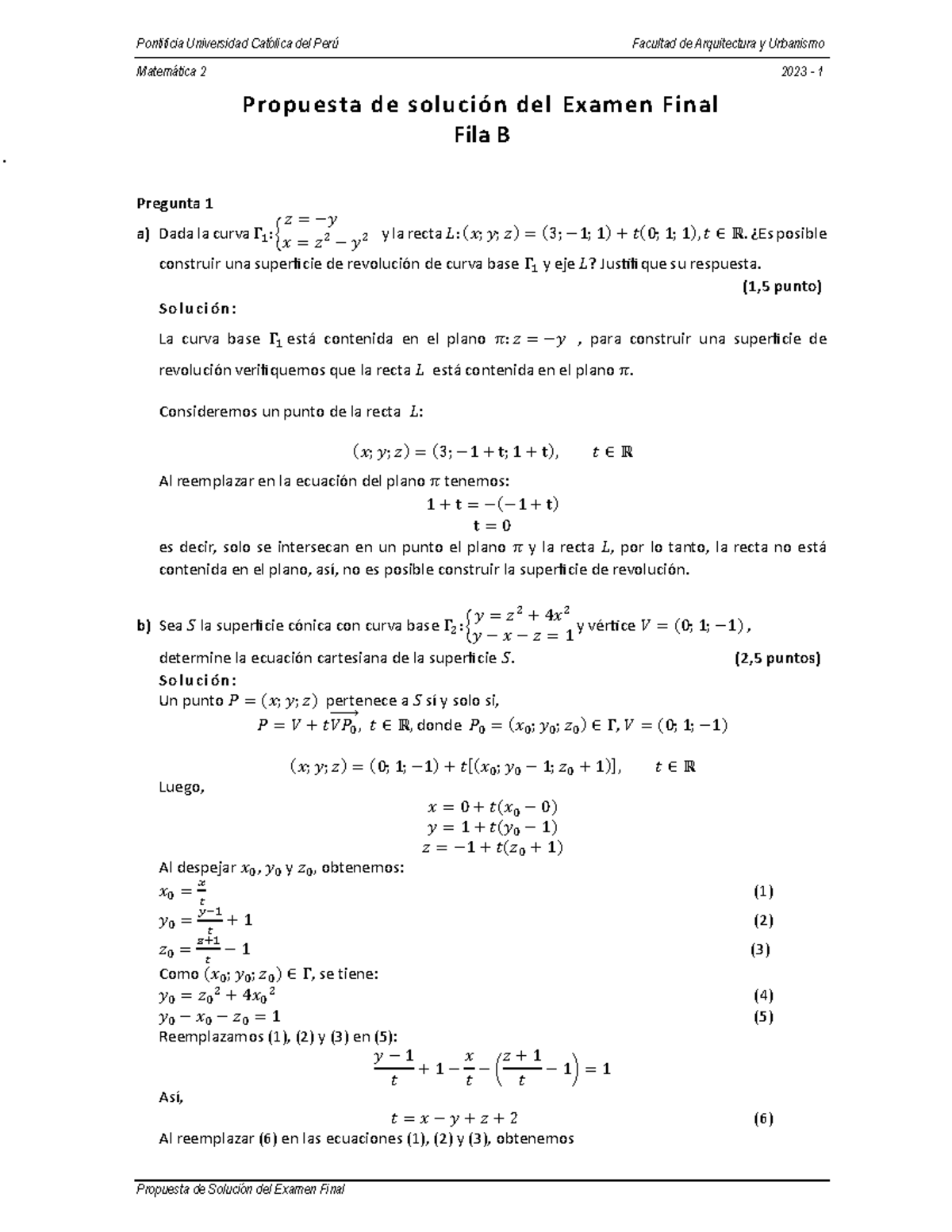 Propuesta Solución EXF Mate2 23-1-Fila B - Matemática 2 2023 - 1 ...