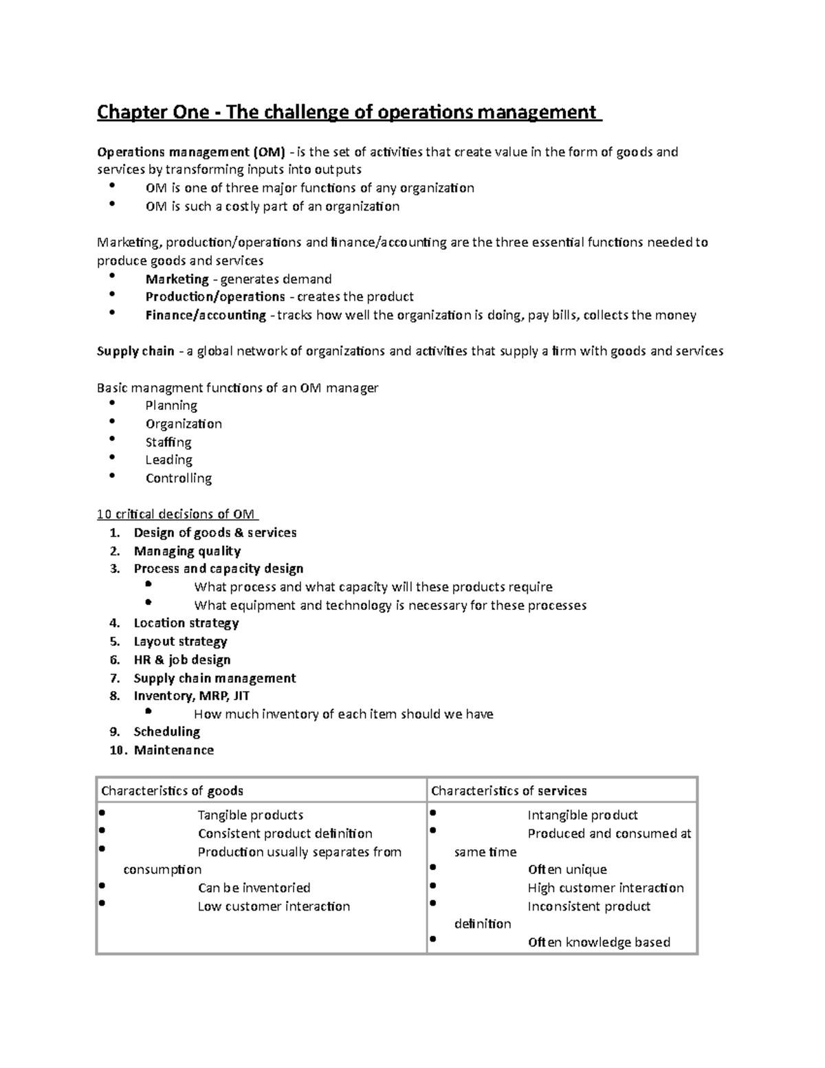 Chap1 - .... - Chapter One - The challenge of operations management ...