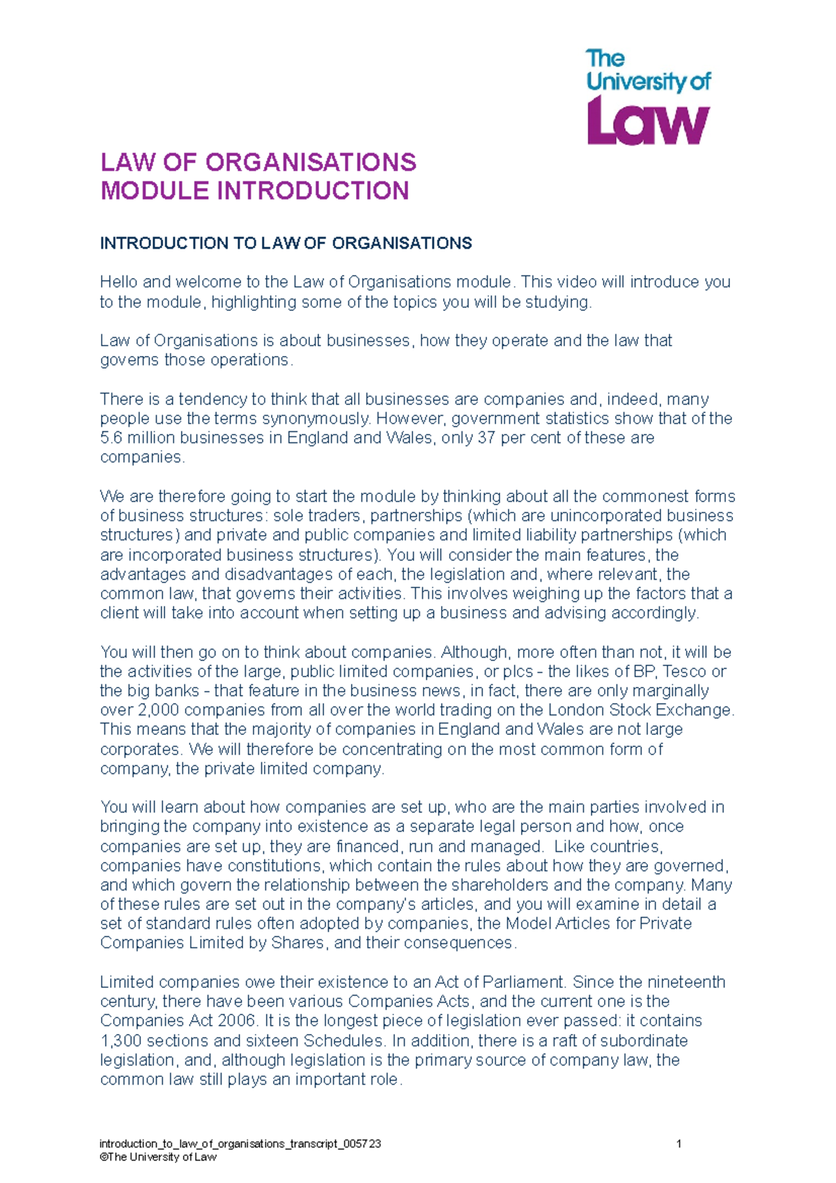 Law of Organisations - Introduction Video - LAW OF ORGANISATIONS MODULE ...